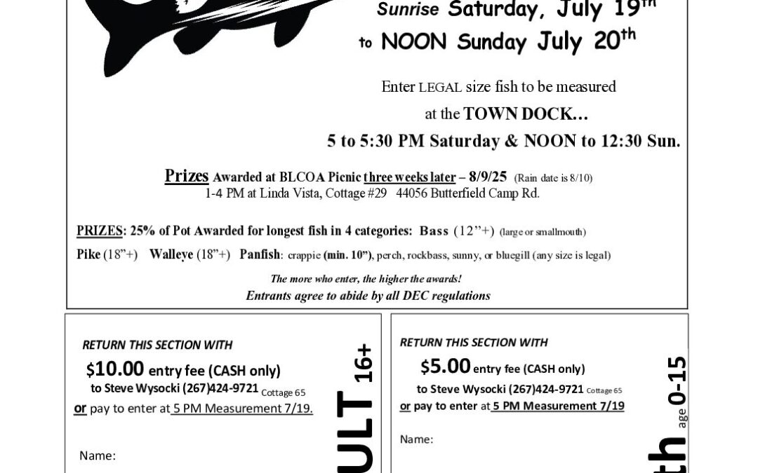 Fishing Derby Entry Form 2025 | Butterfield Lake